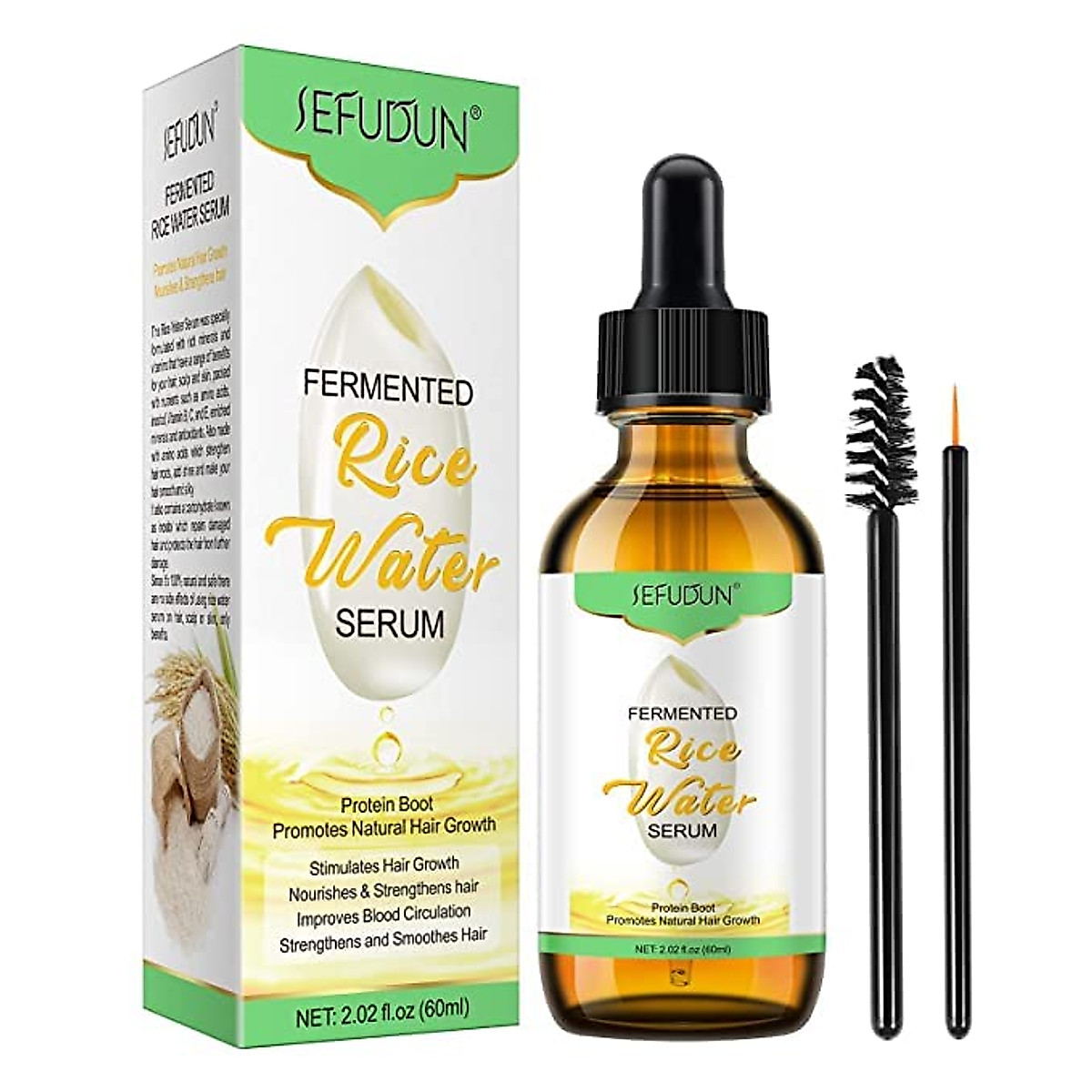 Rice Water for Hair Growth,Hair Growth Oil for Stronger, Thicker,Longer Hair,Hair Oil for Dry Damaged Hair and Growth,Natural Hair Moisturizer&Conditioner with Vitamin&Mineral,2.02 fl.oz