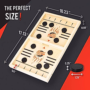 Bungee Table - Large Fast Sling Puck Game - Fast-Paced Fun for a Family Game Night or for a Party with Friends - Test Your Speed and Accuracy with This Wooden Hockey Board Game, 2 Players