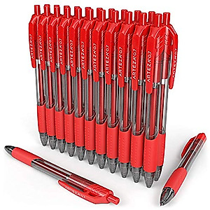 ARTEZA Red Gel Pens, Pack of 24, 0.7mm Medium Point, Quick Drying Ink for Smooth Writing, Perfect for College School Supplies, Office Tasks, and Note Taking