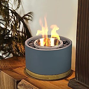 Tabletop Fire Pit-Portable Concrete Fire Pit Ethanol Fire Pit Table Top Firepit Fire Bowl Mini Personal Fireplace Electric Indoor Outdoor Garden Decor