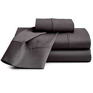 Neighbourhood Home 100% RealEgyptian Cotton 4-PC Sheets Set 800 Thread Count - King Size Bed- Breathable Soft Silky Sateen Weive - Cooling Sheets - 10" Inch Deep Pocket King Sheets - King, Dark Grey