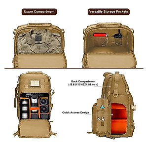 MOSISO Camera Backpack, DSLR/SLR/Mirrorless Tactical Camera Bag Case with Laptop Compartment Compatible with Canon/Nikon/Sony, Khaki