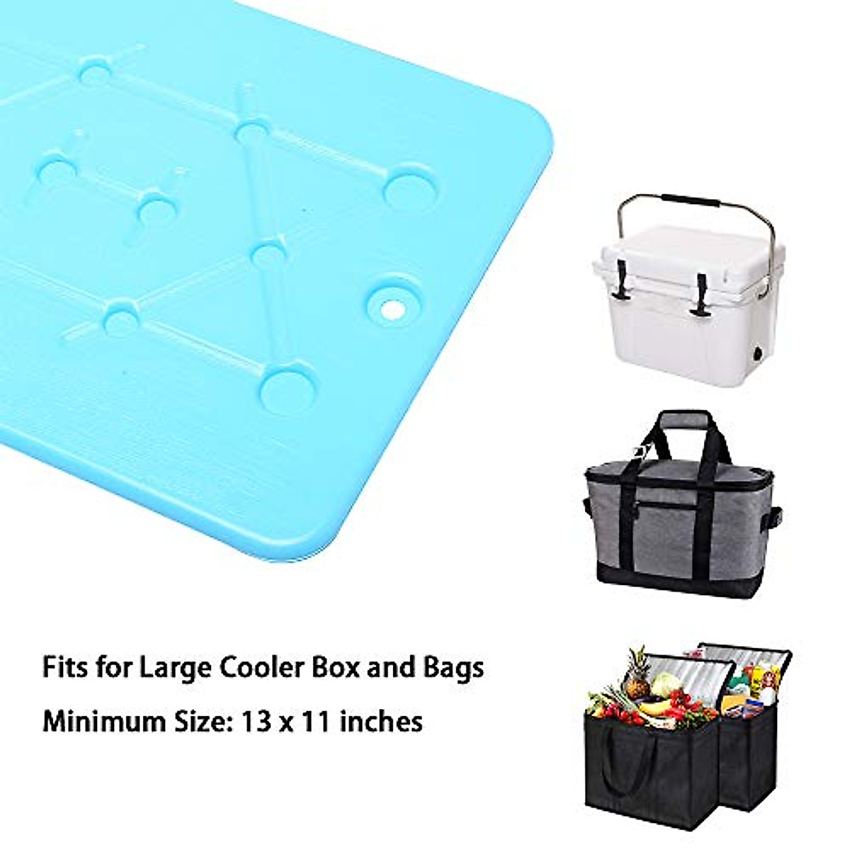 Tapleap XL Large Ice Packs for Coolers - Slim Freezer Packs for Camping- Long Lasting Reusable Dry Ice Blocks, 13 x 10 x 0.5 inch, Quick Freeze - Set of 4