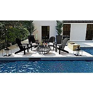 PolyTEAK Traditional Adirondack Chair, Real Wood Look, All Weather Plastic Outdoor Chairs for Firepit, Campfire, Patio, Pool, Easy Assembly with Comfortable Seat for Long Relaxation - Black