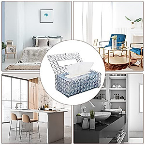 Sumnacon Crystal Rectangular Tissue Box Cover - Decorative Glass Tissue Box Holder, Sparkling Facial Tissue Holder for Bathroom Vanity Dresser Night Stand Table Countertop Home Office Decor, Silver
