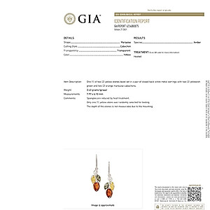 Amber Earrings - GIA Certified Baltic Multicolored Amber Dangling Earrings "April" - Sterling Silver Jewelry Collection