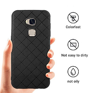 ELISORLI Compatible with Huawei Honor 5X Case Rugged Thin Slim Cell Accessories Anti-Slip Fit Rubber TPU Mobile Phone Protection Silicone Soft Bumper Cover for Hawaii GR5 Honor5X X5 Women Men Black