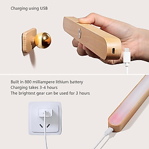 Led Rechargeable Bathroom Light Fixtures Three-Level Dimmable Touch Control Vanity Lights,Magnetic Vanity Light Bar for Bathroom Living Room Bedroom