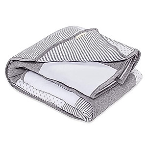 Burt's Bees Baby - Dottie Bee Reversible Quilt, 100% Organic and 100% Polyester Fill (Heather Grey)