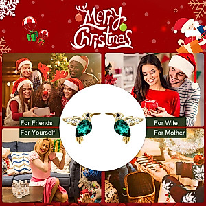 Jewever 925 Sterling Silver Hummingbird Ear Studs Blue Cubic Zirconia Earrings for Women Jewelry Gift Golden