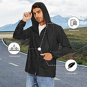 Durio Packable Raincoat for Men Rain Jacket Mens Waterproof with Hood Mens Rain Jacket Lightweight Windbreaker Jacket Black 3X-Large
