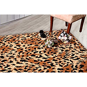 Furnish my Place Leopard Print Area Rug - 7 ft. 8 in. x 11 ft., Beige, Rectangular Accent Rug with Contemporary Design