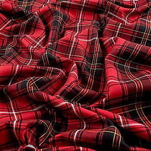 House of Wales Lawn Plaid Red, Fabric by the Yard