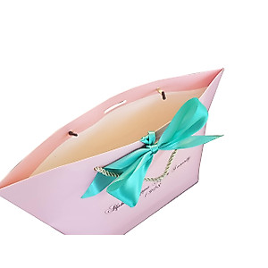 AKA Sorority Paraphernalia Large Gift Bags with Handles- 14x11x4 inch Kraft Paper with Bow Ribbon (2-Pack)