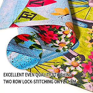 LAYOER Garden Flag 12.5 x 18 Inch Blue Bicycle Bunting Flower Basket Spring Summer Double sided Outdoor Courtyard Farmhouse small Decoration