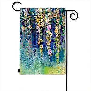 Moslion Floral Garden Flag Watercolor Ivy Flower Spring Flower in Nature Tree Park Flags Double-Sided Banner Welcome Yard Flag Outdoor Home Decor. Lawn Villa 12x18 Inch Green