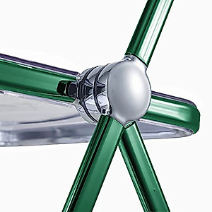 LeisureMod Lawrence Modern Transparent Acrylic Folding Chair with Metal Frame (Green)