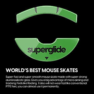 Superglide1 - Super Smooth Polished Surface Mouse Feet/Skates Made with Ultra Strong Flawless Glass Super Fast Smooth and Durable Sole for Razer Viper 8K / Viper [Green]