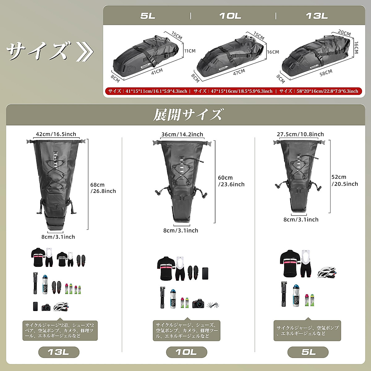 Rhinowalk Bike Saddle Bag Waterproof Bicycle Bag Cycling Seat Bag Mountain Road Portable Storage Bag, 5L