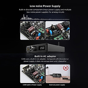 SMSL C200 Balanced Headphone Amplifier, XMOS ES9038Q2M HiFi DAC Amp, USB/Bluetooth/OPT/COAX to RCA/TRS Balanced Out, 4.4mm/6.35mm Jack DSD512 32Bit/768kHz Desktop Home Audio Amp for Switch XBOX PS5