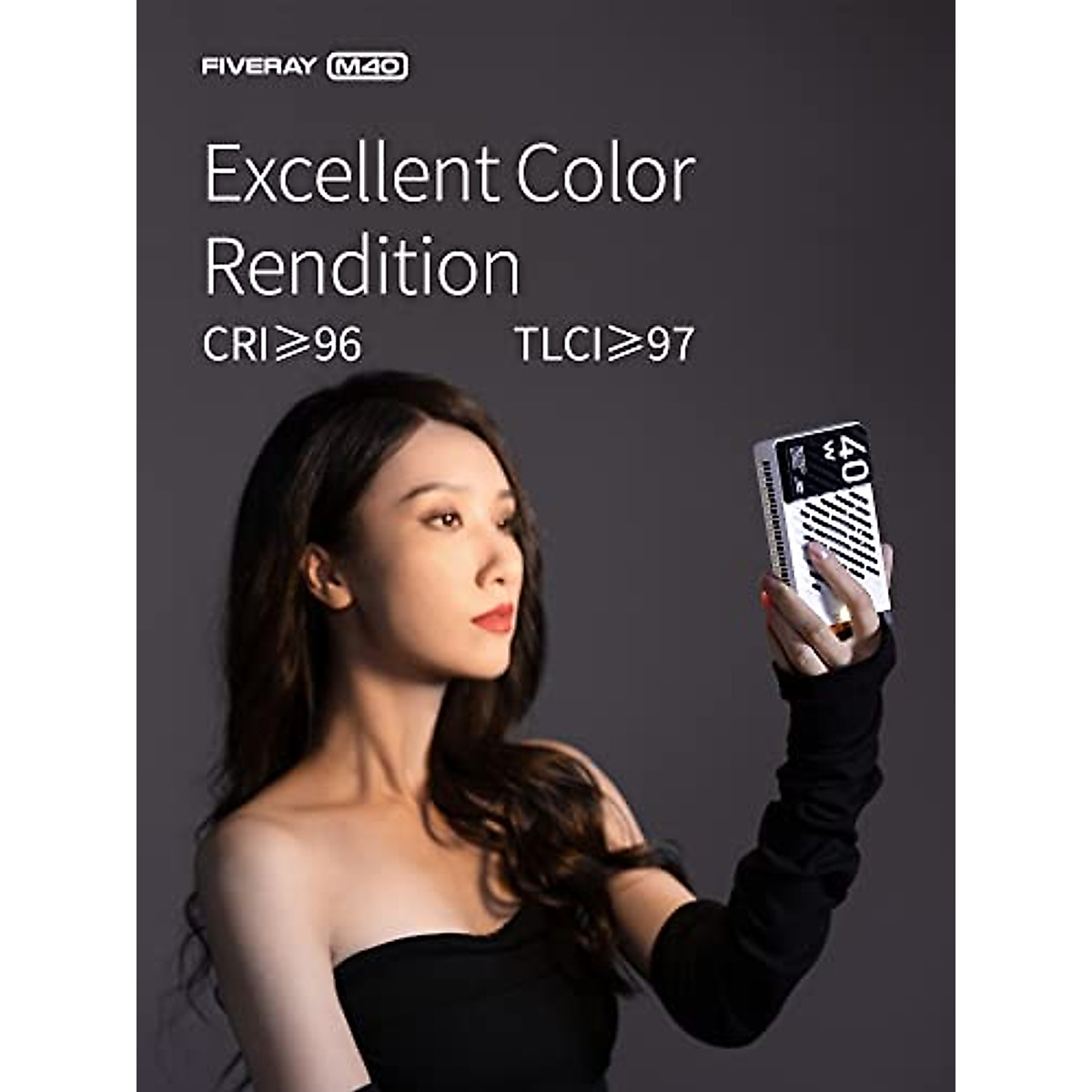 ZHIYUN FIVERAY M40 Video Light, 40W Portable Camera Light, 14000 Lux, CRI/TLCI 96+ 2700-6200K, 320g LED Panel DSLR Photography Lighting, Lighting Setup for YouTube, TikTok