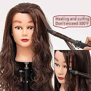 Cosmetology Mannequin Head Hair Styling 26-28inch Training Head Synthetic Fiber Manikin Head Doll Head with Clamp（#2 Black 20Inch）