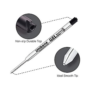 Unibene Parker Compatible Gel Ink Ballpoint Refills 12 Pack,0.7mm Medium Point- 6 Black&6 Blue, Smooth Writing Replaceable German Ink Tactical Pen Refills for Parker Ballpoint/UZI Pen