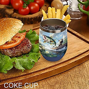 Fishing Large Mouth Bass Fish Insulated Tumbler with Lid Stainless Steel Coffee Mug Cute Wine Tea Water Cup Blue-style