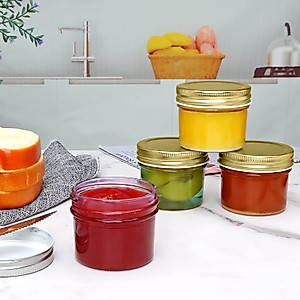 Encheng Glass Jars With Golden Lids 4oz,Small Glass Spice Jars For Herb,Jelly,Jams,Colorful Regular Mouth Manson Jars For Candle Holder,DIY Crafts,40 Pack