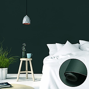 WADILE Peel and Stick Wallpaper 15.9in x 78.7in, Solid Color Contact Paper Waterproof, Vinyl Colored Wall Paper Self Adhesive, Textured Wallpaper Removable for Cabinets/Countertop, Dark Green