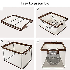 LoforHoney Home Bundle- Storage Bins with Metal Frames Beige Large 2-Pack & 4-Pack