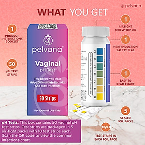 Pelvana Vaginal pH Balance Test Strips for Women 50 Strips FSA/HSA Eligible Vaginal Infection Test Kit Can Help Differentiate Bacterial Vaginosis (BV) and Yeast Infections