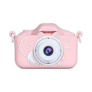 Children's Camera, Cat Cartoon Children's Camera Front and Rear Double Lens 20 Million Selfie Camera Parent-Child Gift Camera Christmas Puzzle Gift