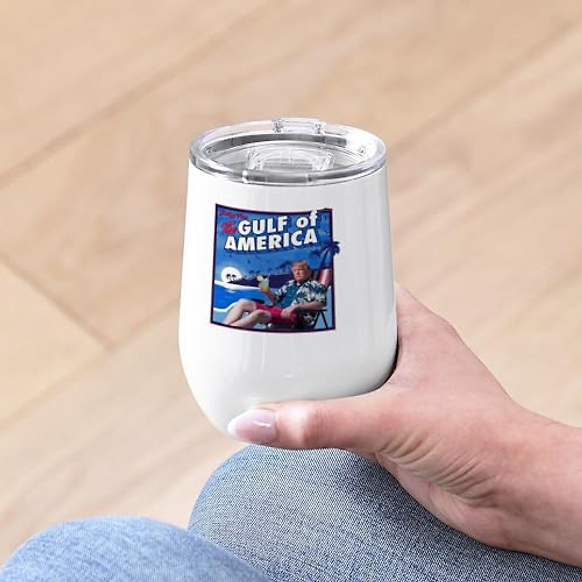 CafePress Gulf Of America Trump 2025 Insulated Wine Tumbler 12 oz