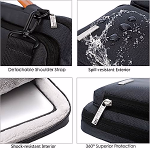 Lacdo 360° Protective Laptop Shoulder Bag, 15-15.6 inch Laptop Sleeve Case Computer Bag Compatible with 15-15.6 Acer HP, Dell, Lenovo, Asus Notebook, Messenger Bag with Handle Water Repellent, Black