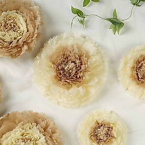 TABLECLOTHSFACTORY 6 Multi Size Pack | Carnation Natural Color 3D Wall Flowers Giant Paper Flowers - 7",9",11"