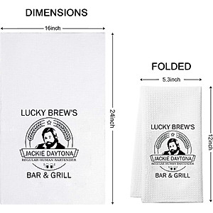 WWDITS TV Show Inspired Lucky Brew’s Regular Human Bartender Bar & Grill Kitchen Towel Dish Towel Tea Towel (Lucky Brew Towel)