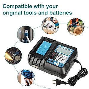 DC18RF Charger Compatible with Makita 14.4V/18V Lithium-ion Battery,3.5A with USB Interface Charging for BL1815 BL1820 BL1830 BL1840B BL1850 BL1860 BL1450 Replacement Charger for DC18RC