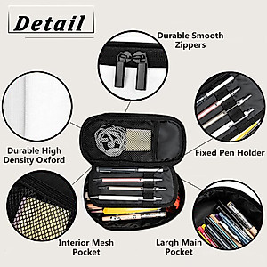 Yekiua Human Skeleton Posing Pen Bag Rock Roll Skull Boho Hippie Large Pencil Case Big Capacity Pencil Pouch Pencil Holder Black