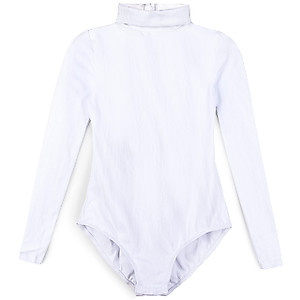 Tegmk Girls' Team Basic Turtleneck Long Sleeve Leotard with Durable Snaps, Front Lining, Zipper Back(6039-07-L)