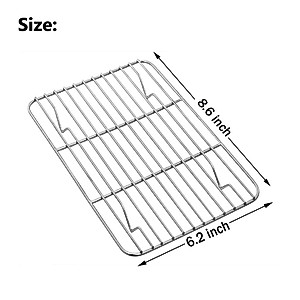 E-far Small Baking Rack Set of 2, Stainless Steel Metal Roasting Cooking Racks, Size – 8.6"x6.2", Non Toxic & Rust Free, Fit for Small Toaster Oven, Dishwasher Safe