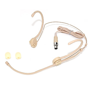 XGWTH Foldable Headset Microphone Condenser Omnidirectional Double Over Ear Earset Headworn Mic Compatible with Shure Wireless System Bodypack Transmitter with 1.2m Cable Mini XLR 4 Pin TA4F Plug