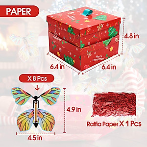 8 Pcs Christmas Flying Butterfly Surprise Box, DIY Magic Wind Up Explosion Gift Box for Christmas Thanksgiving Birthday Party Surprise Gift Box