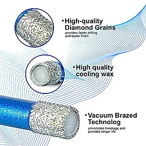 SALI Diamond Core Drill Bits Set 5pcs Tile Hole Saws Vacuum Brazed Hole Saw with 1/4 Inch Hex Shank for Glass Ceramic Porcelain Tiles Marble Brick Granite Quartz Fit Angle Grinders and Drill