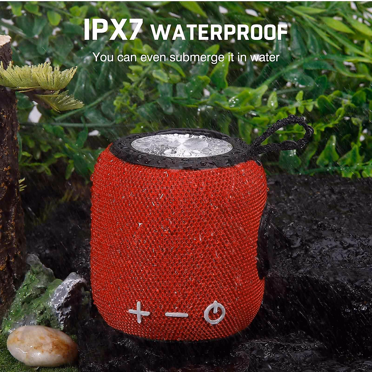 Bluetooth Speaker: Powerful Stereo Sound, IPX7 Waterproof, True Wireless Stereo Pairing, Portable Design, Latest Bluetooth V5.2 - Perfect for Defy (2021), Beach, Outdoor, Home, Parties& More - Red
