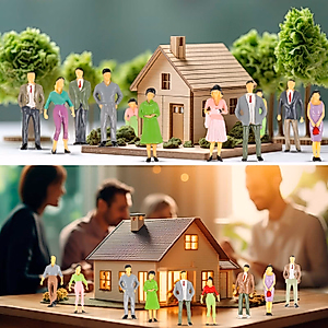 Juexica 50 Pcs Mini People Figurines 1: 50 Scale Model Trains Architectural Painted People Figures Tiny People Plastic Miniature Figurines Sitting Standing People for Miniature Scenes (Stylish Style)