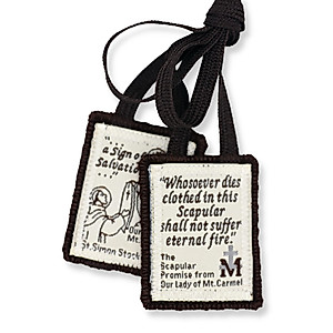 Pack of 2 - Scapulars Catholic Necklace (Traditional Brown Wool, Double Stitched) Our Lady Of Mount Carmel and Saint Simon Stock - Made in the USA