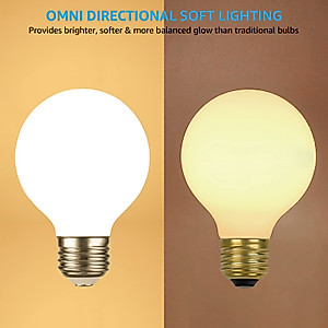 TORCHSTAR G25 Globe Light Bulbs LED Dimmable, Round Frosted Vanity Light Bulb for Bathroom, LED Edison Bulb, 4.5W(60W Eqv.), UL & Energy Star Listed, 500lm, E26 Base, 2700K Soft White, Pack of 6