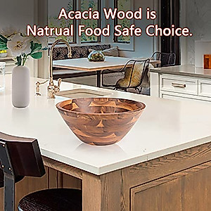 AIDEA Acacia Wood Serving Bowl for Fruits or Salads, 11" Diameter x 4.5" Height, Wooden Single Salad Bowl