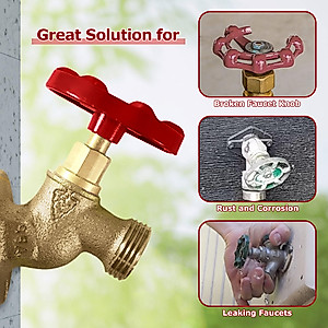 Dreyoo 2 Pack Outdoor Faucet Handles, Oval Spigot Handles Compatible with Arrowhead PK1290, 12 Point Faucet Knob for Outside Hose Bibb, Garden Valves and Frost Proof Wall Hydrants (Red)